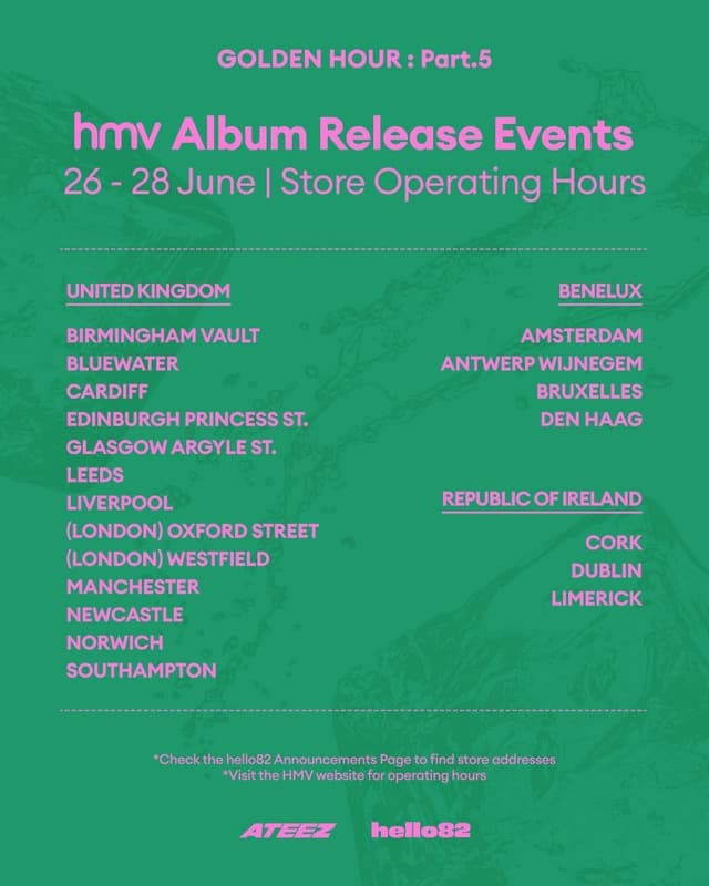 ATEEZ EUROPE/UK POP-UP & Album Release Events – Multiple Cities, 26 ...